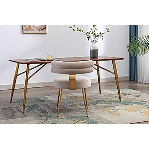 Dsnyu Beige Chair Accent, Modern Chair Velvet Armless Comfy Home Furniture for Living Room 19.29" Lx21.65 Wx28.35 H