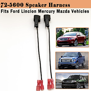 2 Pack 72-5600 Speaker Harness Replacement for Ford Speaker Wire Harness Adapter Replacement for Ford F150 F250 Escape Mustang Lincoln Mercury Mazda Speaker Wiring Harness Adapter