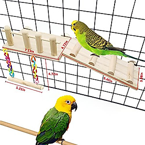 Parrot Stands with Climbing Ladder, Wooden Play Gyms and Bird Wood Swing ,Bird Perches Cage Toys Mini Parrot for Lovebird Budgie and Other Small Birds 
