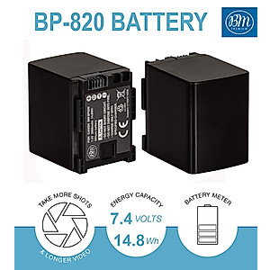 BM Premium 2 BP-820 Batteries for Canon VIXIA HF G50, HF G60, HF G70, XA40, XA45, XA50, XA55, GX10, HF G21, HFG30, HFG40, XA10, XA11, XA15, XA20, XA25, XA30, XA35, XA60, XA65, XA70, XA75, XF400, XF405