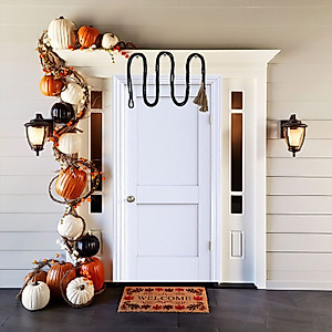 CVHOMEDECO. 16 Feet Wood Beads Garland with Tassels Farmhouse Rustic Wooden Decorative Bead String Wall Hanging Accent for Home Festival Decor. Black