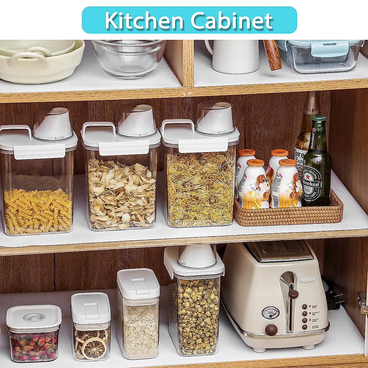 Janeart Shelf Liner for Kitchen Cabinets - Thick Waterproof Cabinet Liners, White Wire Shelf Liner for Shelving, Pantry, Non-Adhesive, Easy to Trim Drawer Liners ( 17.7 x 288 INCH )