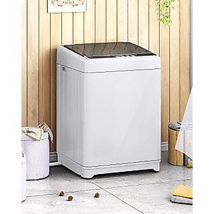 TABU Full-Automatic Washing Machine, 17.6lbs Portable Washing Machine with Dryer, 1.7 Cu Ft 2 in 1 Portable Washer with Drain Pump, 10 Wash Programs, LED Display, 8 Water Levels (White)