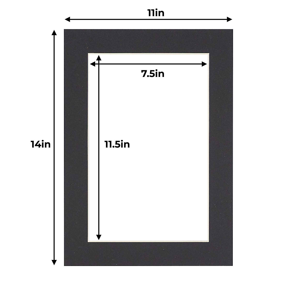 8x12 Mat for 11x14 Frame - Precut Mat Board Acid-Free Black 8x12 Photo Matte Made to Fit a 11x14 Picture Frame, Premium Matboard for Family Photos, Show Kits, Art, Picture Framing, Pack of 1 Mat