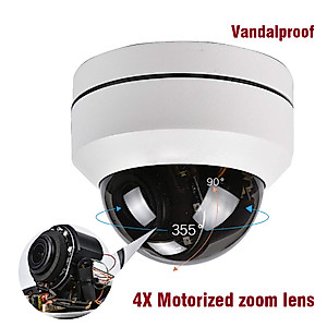 EVERSECU Mini PTZ Camera RS485 HD Analog 1080P 4X Zoom(2.8-12mm) 65ft IR Distance Outdoor High Speed Dome Camera IP66 Weatherproof Full Metal Vandalproof PTZ Camera