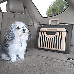 SPORT PET Designs Foldable Travel Cat Carrier with A Bed - Front Door Plastic Collapsible Carrier