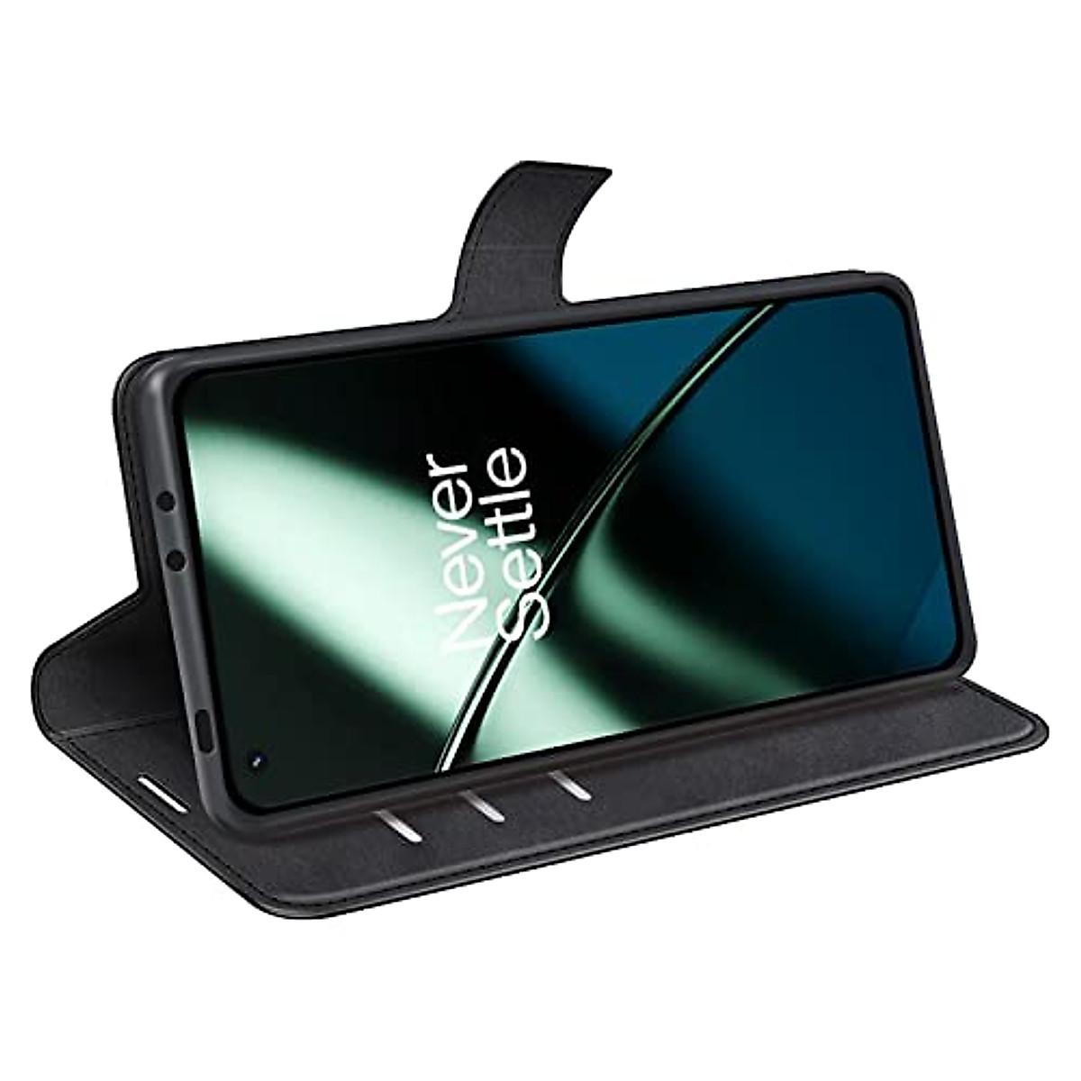 Kezaizhe Flip Case for OnePlus 11 Wallet PU Leather Magnetic Protective Cellphone Case for One Plus 11 Folio Book Cover with Stand (Black)