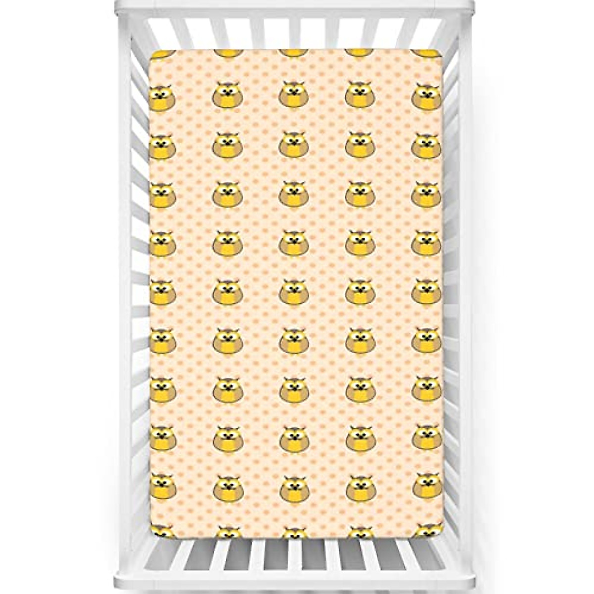 Polka Dots Themed Fitted Crib Sheet,Standard Crib Mattress Fitted Sheet Toddler Bed Mattress Sheets-Baby Crib Sheets for Girl or Boy,28“ x52“,Earth Yellow and Pale Peach