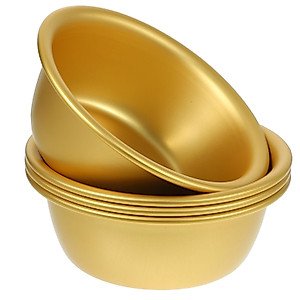 Kichvoe Korean Pot Korean Rice Wine Bowl: 4pcs Korean Rice Aluminum Bowls Korean Traditional Bowls Multi-function for Home Restaurant Food Pickle Golden 12cm Korean Stone Pot