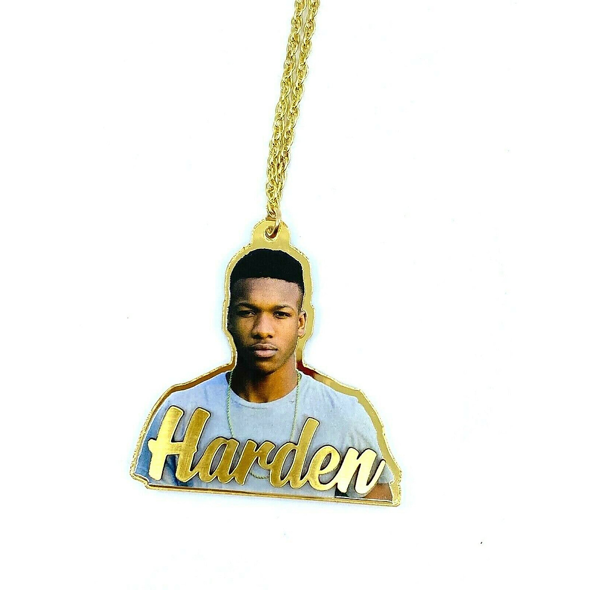 MIRROR MANIA All New Your Own Picture Photo UV Printed on Premium Acrylic Nameplate Necklace Chain Personalized Free Laser Cut Any Name Custom With Silver or Gold Choice Chain- WOW!