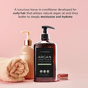 Profashion Argan Oil Leave In Conditioner For Curly Hair - Deep Conditioner For Dry Damaged Hair - Deep Conditioner For Curly Hair - Vegan, Paraben Free, Sulfate Free Conditioner - 400ML/13.5 FL OZ