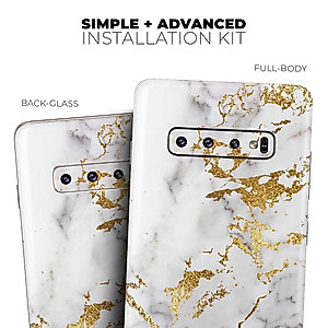 DesignSkinz Marble & Digital Gold Foil V5 Protective Vinyl Decal Wrap Skin Cover Compatible with The Samsung Galaxy S20 (Screen Trim & Back Glass Skin)