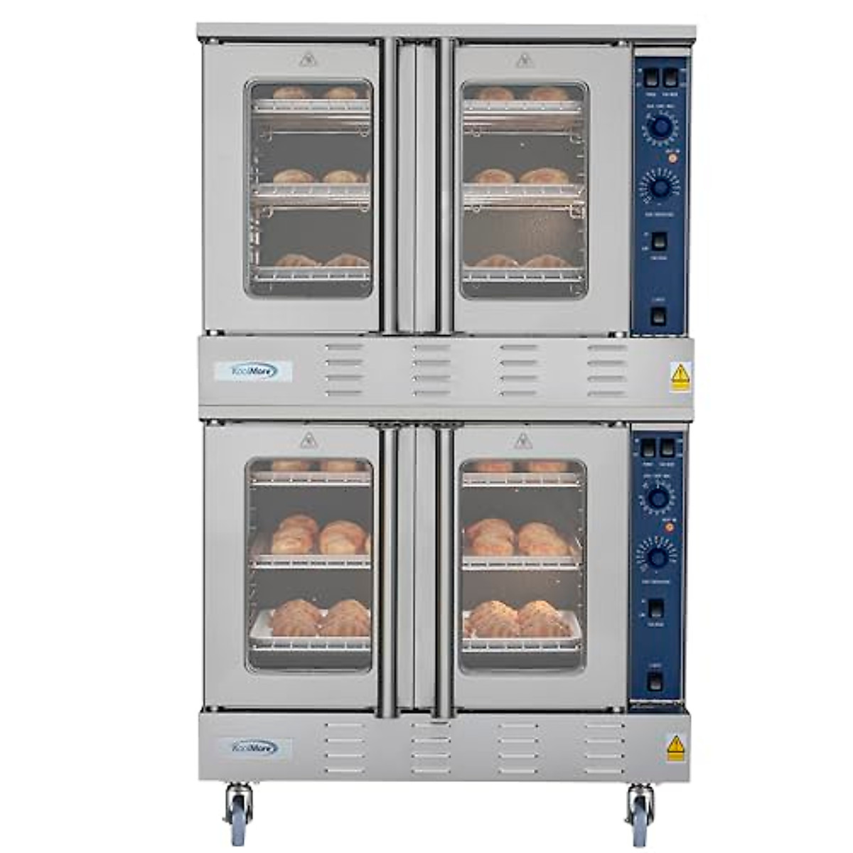 KoolMore 38 in. Full-Size Double Commercial Natural Gas Convection Oven 108,000 BTU With Stacking Kit in Stainless-Steel (KM-DCCO54-NG)