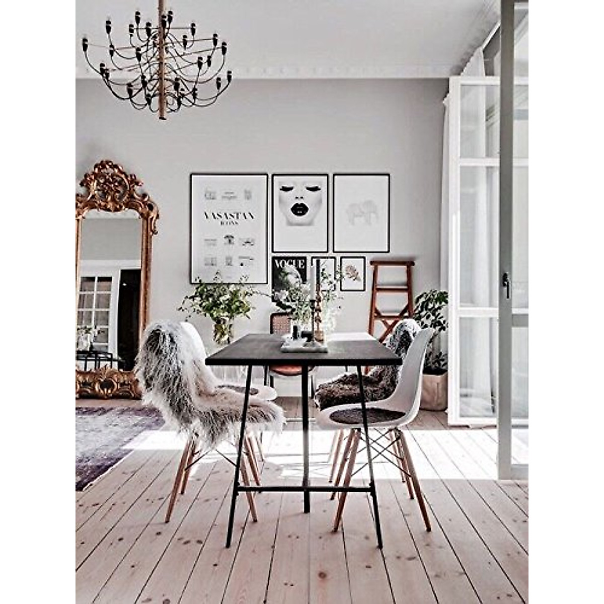 2xhome Modern Plastic Side Dining Chairs No Arms with Back Natural Wood Wooden Legs, Set of 4, White, Set of 4