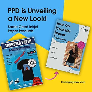 PPD Inkjet Iron-On Dark T Shirt Transfers Paper 11x17" Pack of 10 Sheets (PPD-107-10)