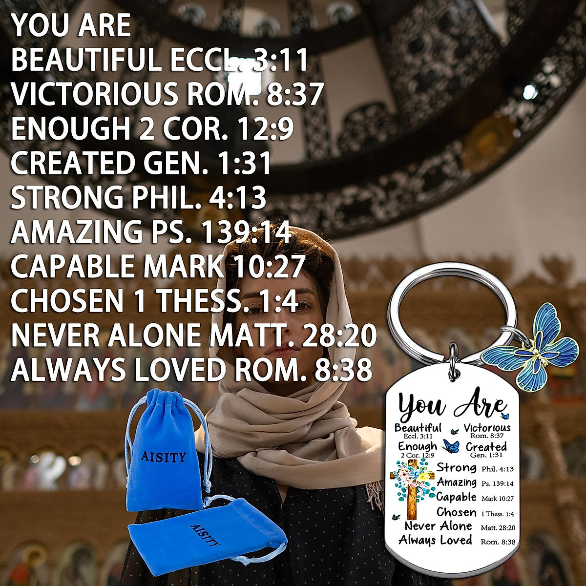 Aisity Inspirational Christian Gifts for Women Teen Girl Best Friend Mom Encouragement Spiritual Religious Bible Gifts for Womens Gifts Ideas Bible Verse Christian Keychain Accessories