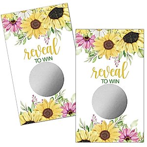 Haizct 50 Pack Sunflower Bridal Shower Scratch Off Game Cards for Country Wedding, Bridal Shower, Bridal Lottery Tickets, Wedding Shower Ideas, Baby Shower