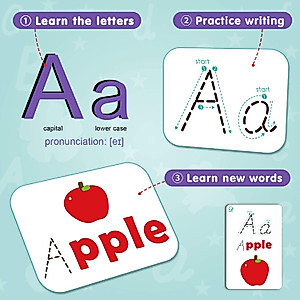 TOY Life Dry Erase Alphabet Flash Cards with ABC Flash Cards for Alphabet Affirmation Workbook - Toddler Flash Cards Preschool Homeschool 3 4 5 Years Flash Cards Read Write Learning Cards Toddlers
