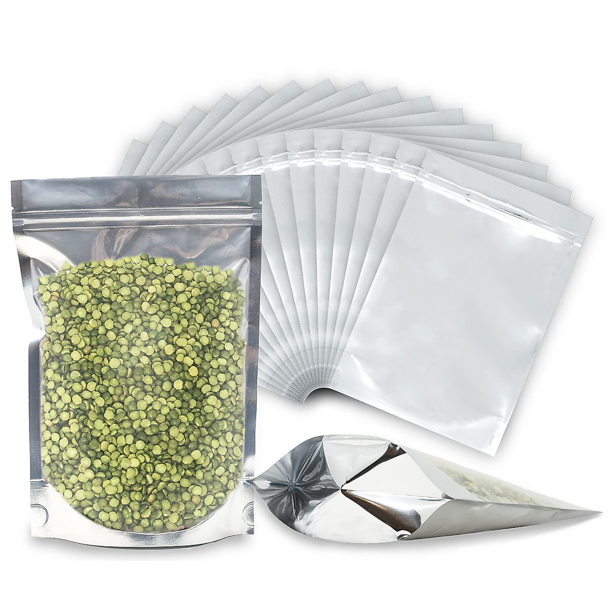 WaldOaks - 100 Pcs Resealable Mylar Bags - 7x10 inch - Ziplock and Heat Sealable Bags - Stand Up Gusseted Food Storage Pouches - Safe Waterproof Packaging Barrier