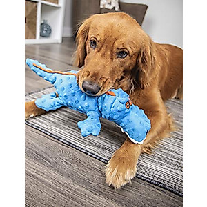 goDog Gators With Chew Guard Technology Tough Plush Dog Toy, Blue, Large (774019)