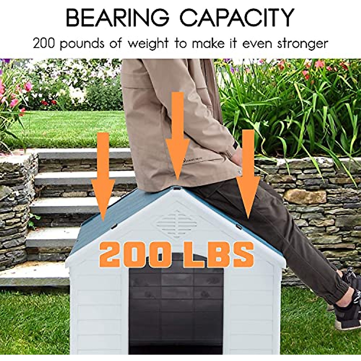 Dog House Doghouse House for Large Dog House Dog Houses for Large Dogs Outside Small Dog House Pet House Outdoor Dog House All Weather Dog House W/Base Support for Winter Durable House