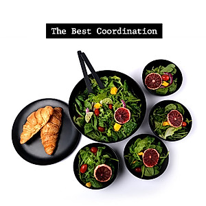 jiol ACASSA, Cereal Soup Bowls Set of 4, Black Cereal Bowls, 26 Ounce, Bowls for Salad, Ice Cream, Oatmeal, Bamboo Fiber, Dishwasher Safe, Unbreakable Dinnerware, Lightweight, Matte Black