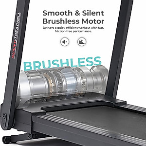 Sunny Health & Fitness Interactive Slim Folding Treadmill with Advanced Brushless Motor, Shock Absorption, Digital Monitor, Free SunnyFit App Bluetooth Connectivity, Optional 12-Level Auto Incline