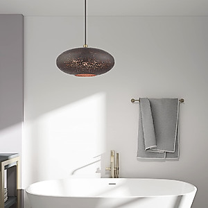 Livex Lighting 49185-07 3 Light Bronze Pendant Black W/Antique Brass Accents