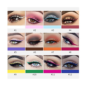 Emirde 12 colors Matte Colorful Liquid Eyeliner Set, Color Gel Eyeliner, Great Versatility Liquid Eyeliner, Waterproof High Pigmented Smudgeproof Long Lasting Makeup Eyeliner Pen