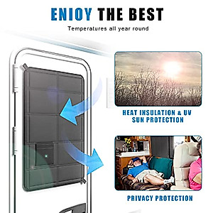 Eazy2hD RV Door Window Shade Cover 25''x16'' Foldable Velcro Magnetic RV Sun Shade Waterproof Oxford Black Blackout & Blocking Light, Heat and UV Rays Accessories for Most RV Camper Motorhome Trailer