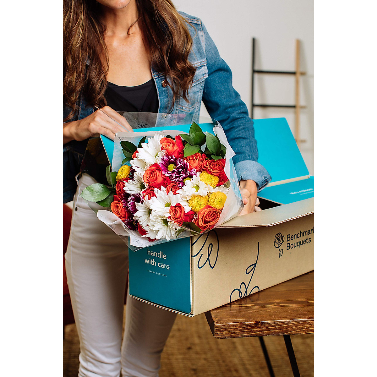 BENCHMARK BOUQUETS - Life is Good Orange (Glass Vase Included), Next-Day Delivery, Gift Mother’s Day Fresh Flowers