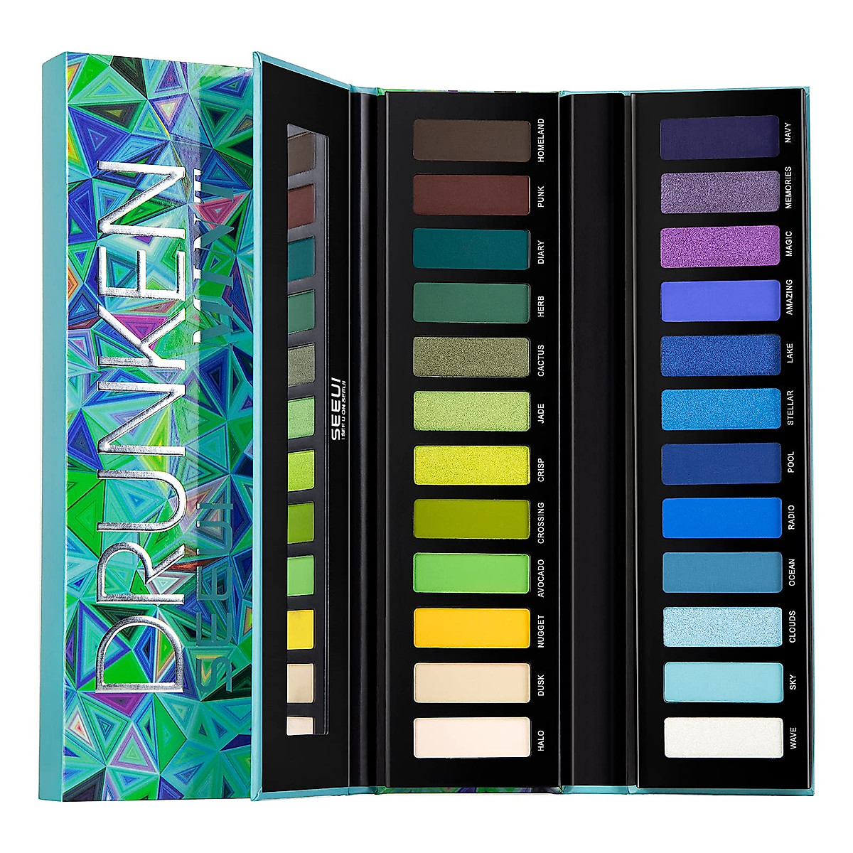 SEEUI Makeup Palette Easy to Blend 24 Shades Metallic and Shimmers Eyeshadow Sweatproof and Waterproof Eye Shadows Rainbow Eyeshadow Palette