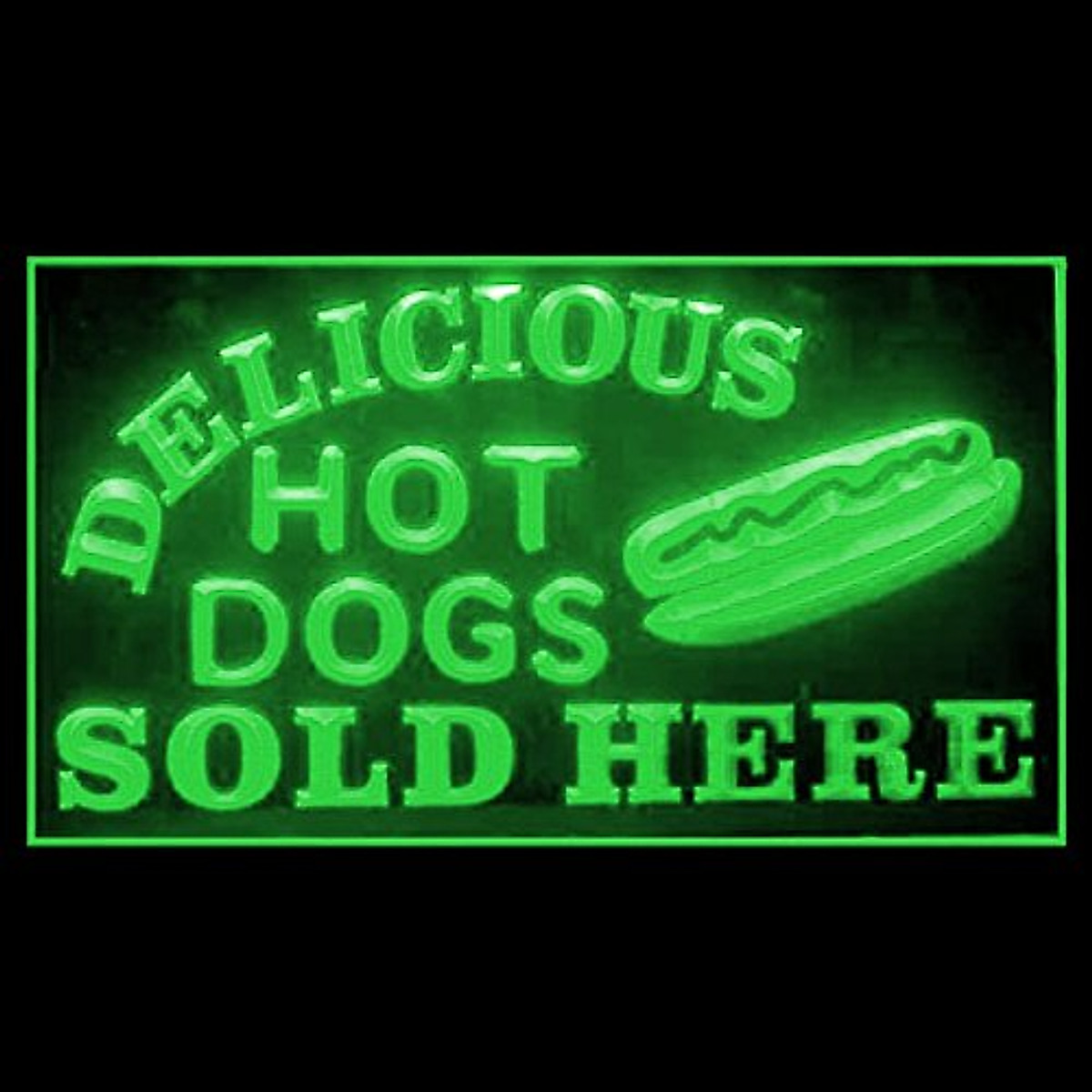 110250 Delicious Hot Dog Sold Here Fast Food Cafe Shop Decor Display LED Light Neon Sign (16" X 12", Green)