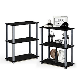 Furinno Turn-S-Tube 3-Tier Compact Multipurpose Shelf 2-Pack, Black/Grey