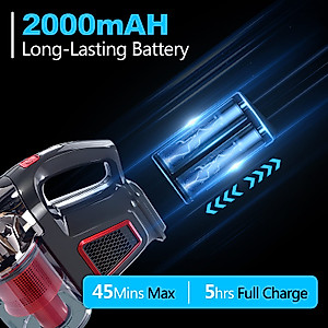 EFUSVAC Cordless Vacuum Cleaner, 35min Runtime, 4-in-1 Rechargeable Vacuum Cordless with 2200mAh Battery, Powerful Handheld Vacuum for Hard Floor Carpet Pet Hair Home