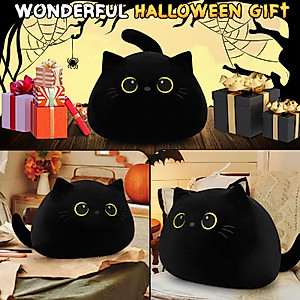 19'' Black Cat Plush- Giant Black Cat Stuffed Animal, Large Black Cat Plushie Kawaii Plushies with Star Eyes Cat Plush Pillow, Halloween Black Cat Decor Plush Toys Halloween Plush Gift for Kids