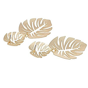 Gold Green Palm Leaf Dangle Earrings Tropical Monstera Leaves Eardrop for Women Bohemia Jewelry-gold