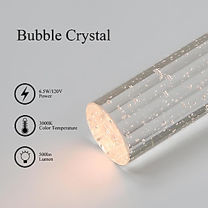 XiNBEi Lighting Pendant Lighting 1 Light Mini Pendant Lights with Glass and Bubble Crystal, Modern Chrome Hanging Pendant Light with LED Bulb for Kitchen & Dining Room XB-P1110-CH