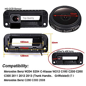 HDMEU HD Color CCD Waterproof Vehicle Car Rear View Backup Camera, 170° Viewing Angle Reversing Camera for Mercedes Benz W204 S204 C Class W212 C180 C200 C260 C300