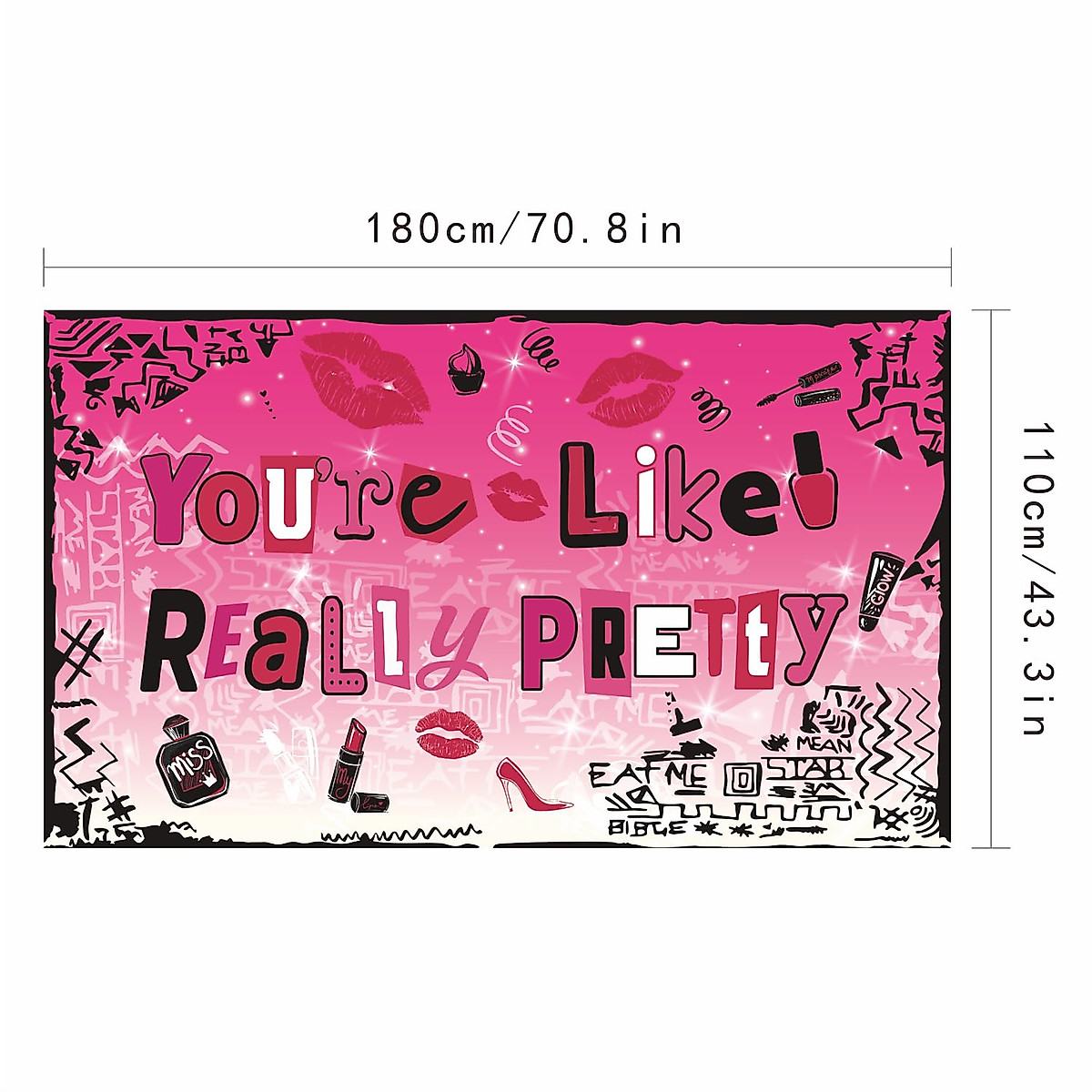 Generic You're Like Really Pretty Backdrop Banner Ladies Night Party Decorations for Mean Girls Birthday Party Bachelorette Party Decorations, pink