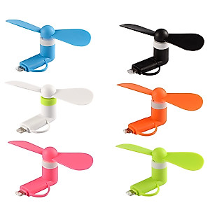 Gfytdxe Mini Cell Phone Fan - Colorful and Powerful 2-in-1 Fan Compatible for iPhone, iPad, Android Smartphone,Tablet - Cell Phone Summer Accessories - (6-Pack)