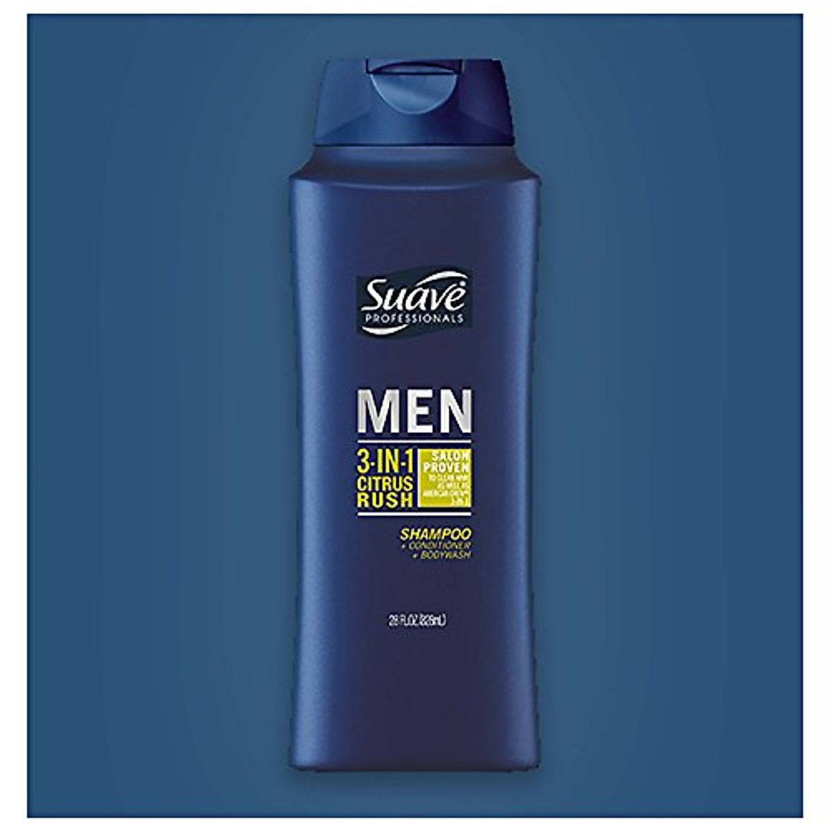 Suave Men 3 in 1 Shampoo Conditioner Body Wash, Citrus Rush, 28 oz, 2 count
