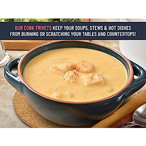 ReBL Large Cork Trivets for Hot Dishes (8 Inch) Thick Cork Coaster - Cork Trivet Hot Pads - Cork Plant Mats - Trivets for Hot Pots and Pans - Kitchen Counter - Pot Coasters - Hot Pan Coaster (4-Pack)