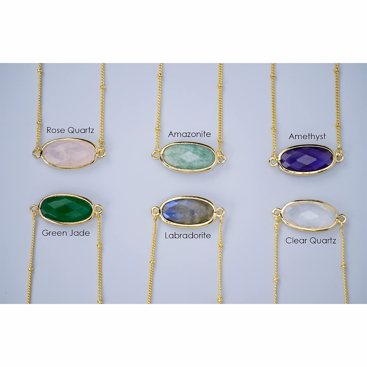 Angelstones Natural Rose Quartz Gemstone Pendant Necklace, 14K Gold Plated Healing Crystal Necklaces for Women