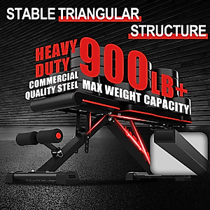 Elseluck Weight Bench, Adjustable Workout Bench for Home Gym, Foldable Strength Training Bench Press for Full Body with Resistance Rope