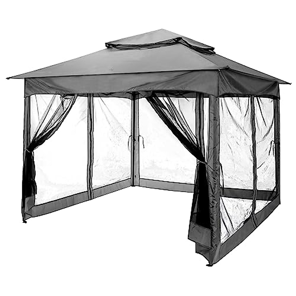 TABU 11x11 Pop Up Gazebo, Outdoor Canopy Tent, Pop-Up Gazebo Tent with Mosquito Netting, Pop-Up Gazebo Shelter with Zippered Screen Wall Panels for Patio Garden Backyard (Dark Grey)