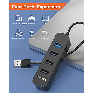 Upgrow USB 3.0 Hub 4-Port USB Hub with 5 Gbps USB Splitter for Laptop MacBook Mac Pro Mac Mini iMac Surface Pro XPS PC Flash Drive Mobile HDD-Black