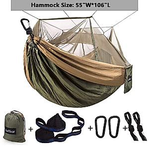 Sunyear Camping Hammock with Net & Sunyear Hammock Rain Fly Tent Tarp Provides Effective Protection Against Rain