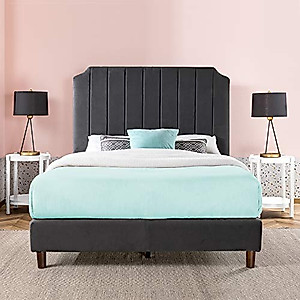 ZINUS Charlotte Upholstered Platform Bed Frame, Mattress Foundation, Wood Slat Support, No Box Spring Needed, Easy Assembly, King