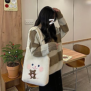 JQWYGB Fluffy Tote Bag for Women - Kawaii Tote Bag Aesthetic Cute Y2K Plush Handbag Purse Fuzzy Shoulder Underarm Bag